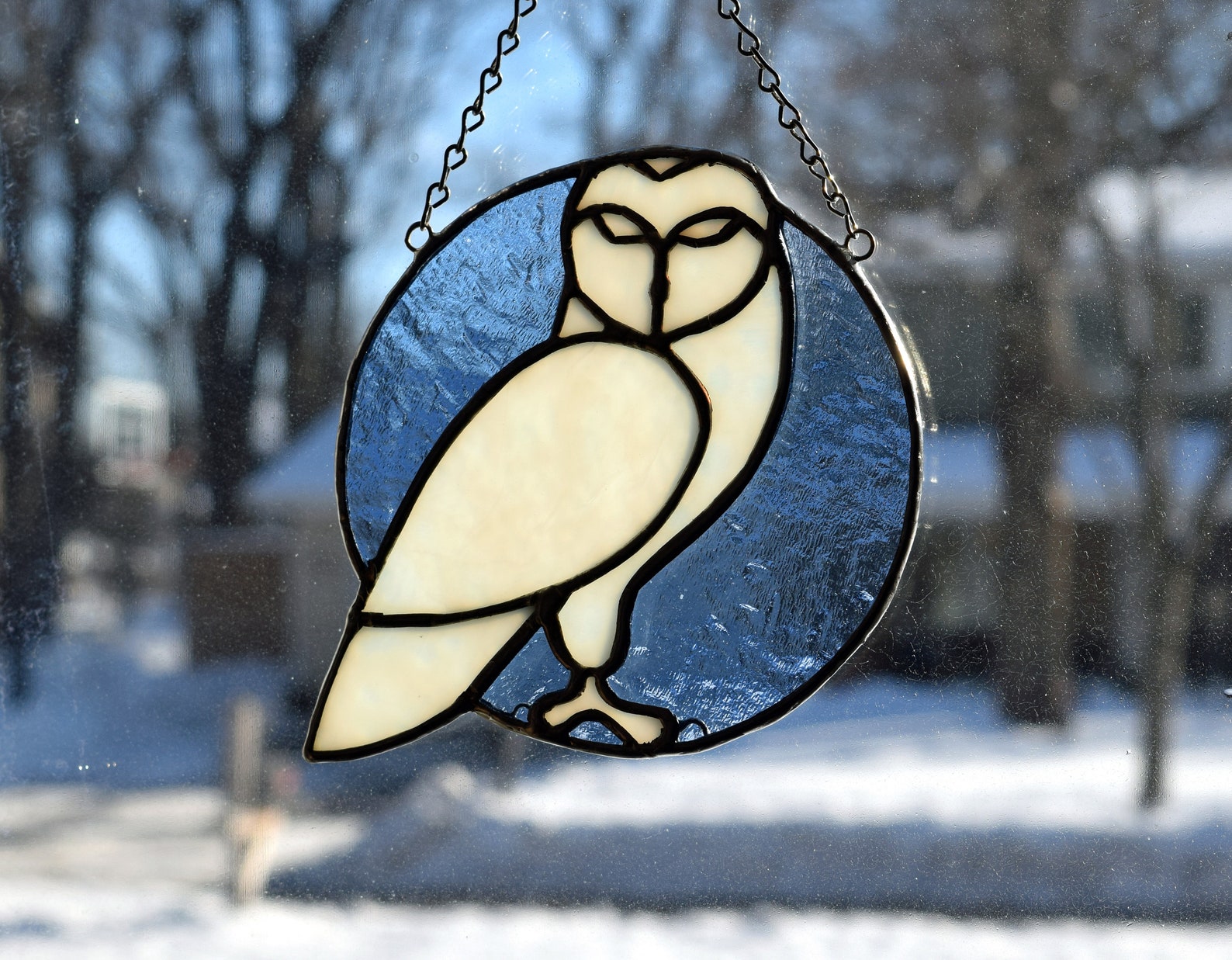 Snowy Owl Stained Glass Bird White Polar Owl Great | Etsy