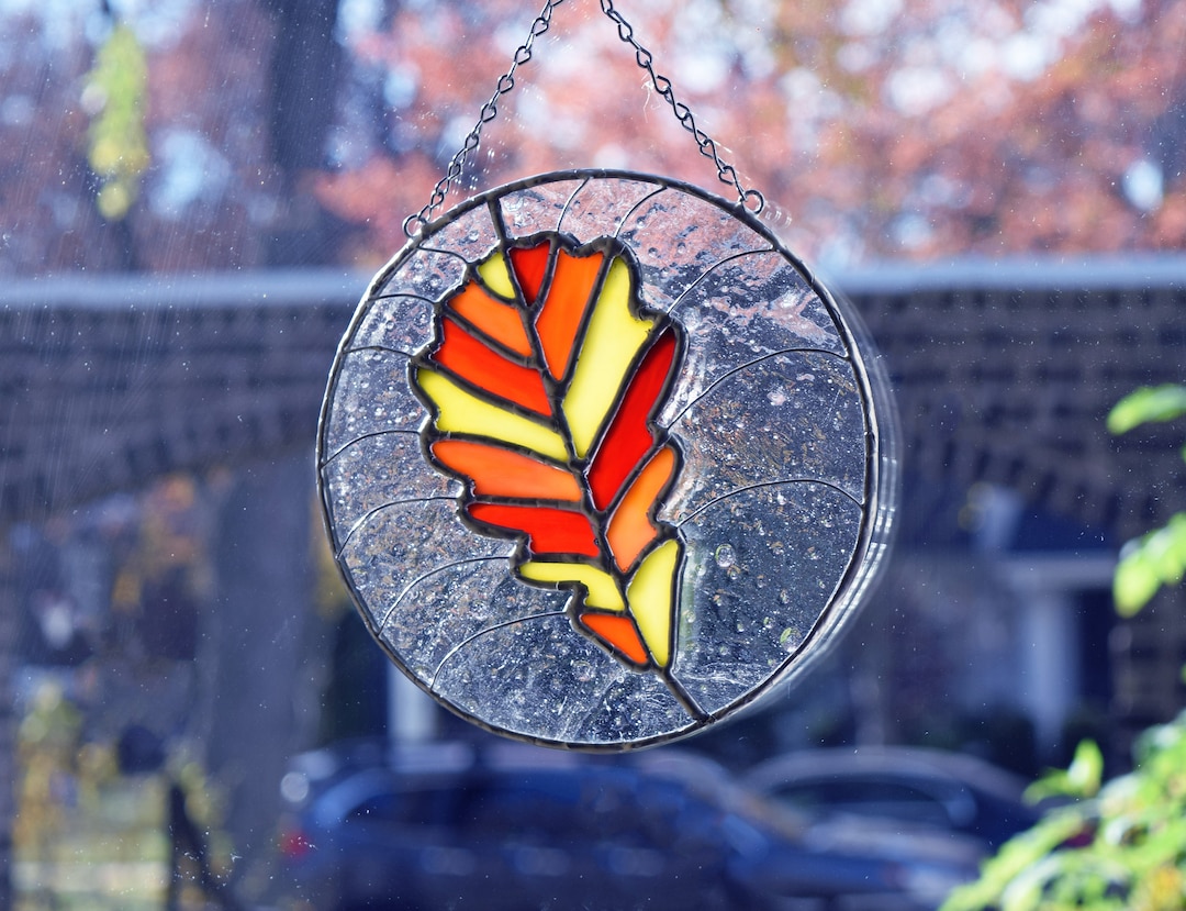 Fall Exposed Stained Glass Oak Leaf Stained Glass - Etsy