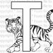 T is for Tiger | Abcs Coloring Page | Alphabet | Printable Digital ...