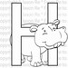 H is for Hippo | Abcs Coloring Page | Alphabet | Printable Digital ...