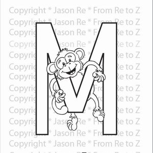 M is for Monkey | Abcs Coloring Page | Alphabet | Printable Digital ...
