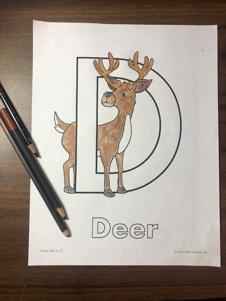 D is for Deer | Abcs Coloring Page | Alphabet | Printable Digital ...