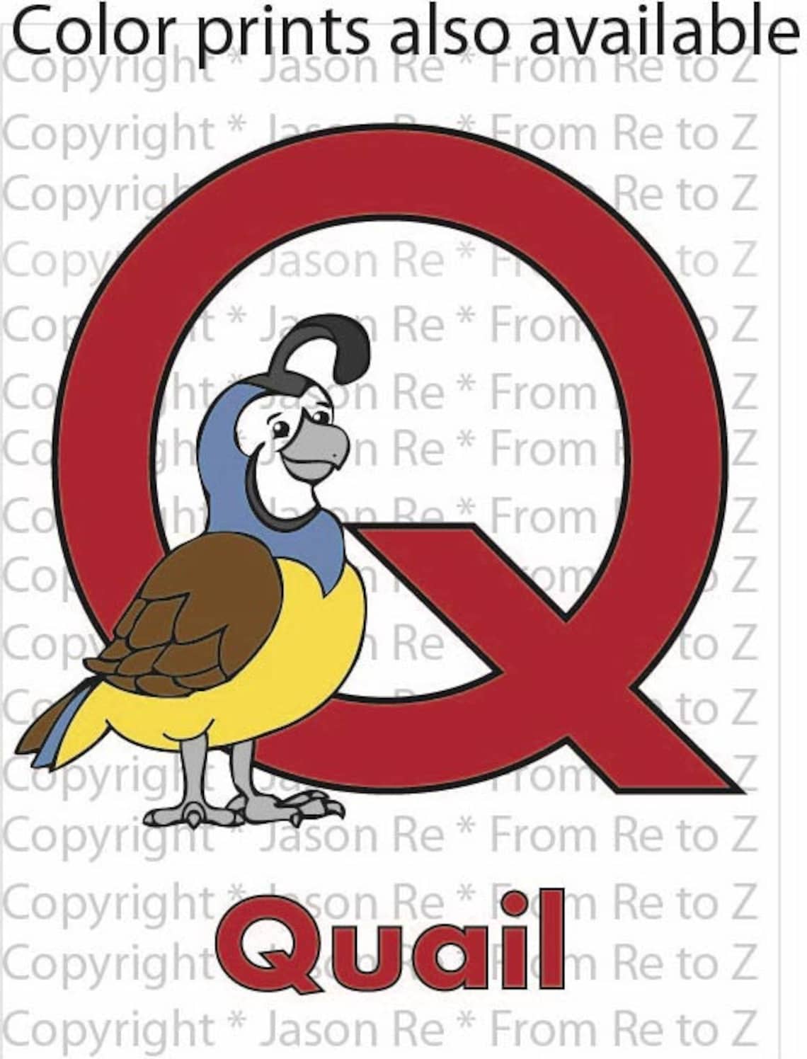 Q is for Quail | Abcs Coloring Page | Alphabet | Printable Digital ...