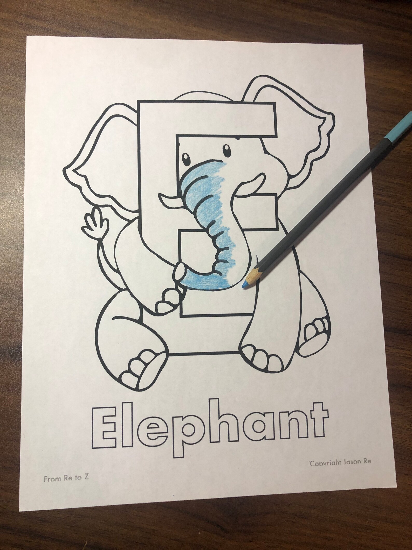 E is for Elephant | Abcs Coloring Page | Alphabet | Printable Digital ...