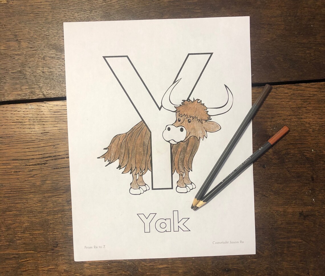 Y is for Yak | Abcs Coloring Page | Alphabet | Printable Digital ...