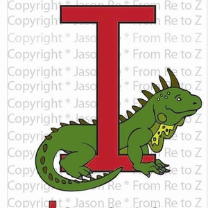I is for Iguana | Abcs Coloring Page | Alphabet | Printable Digital ...