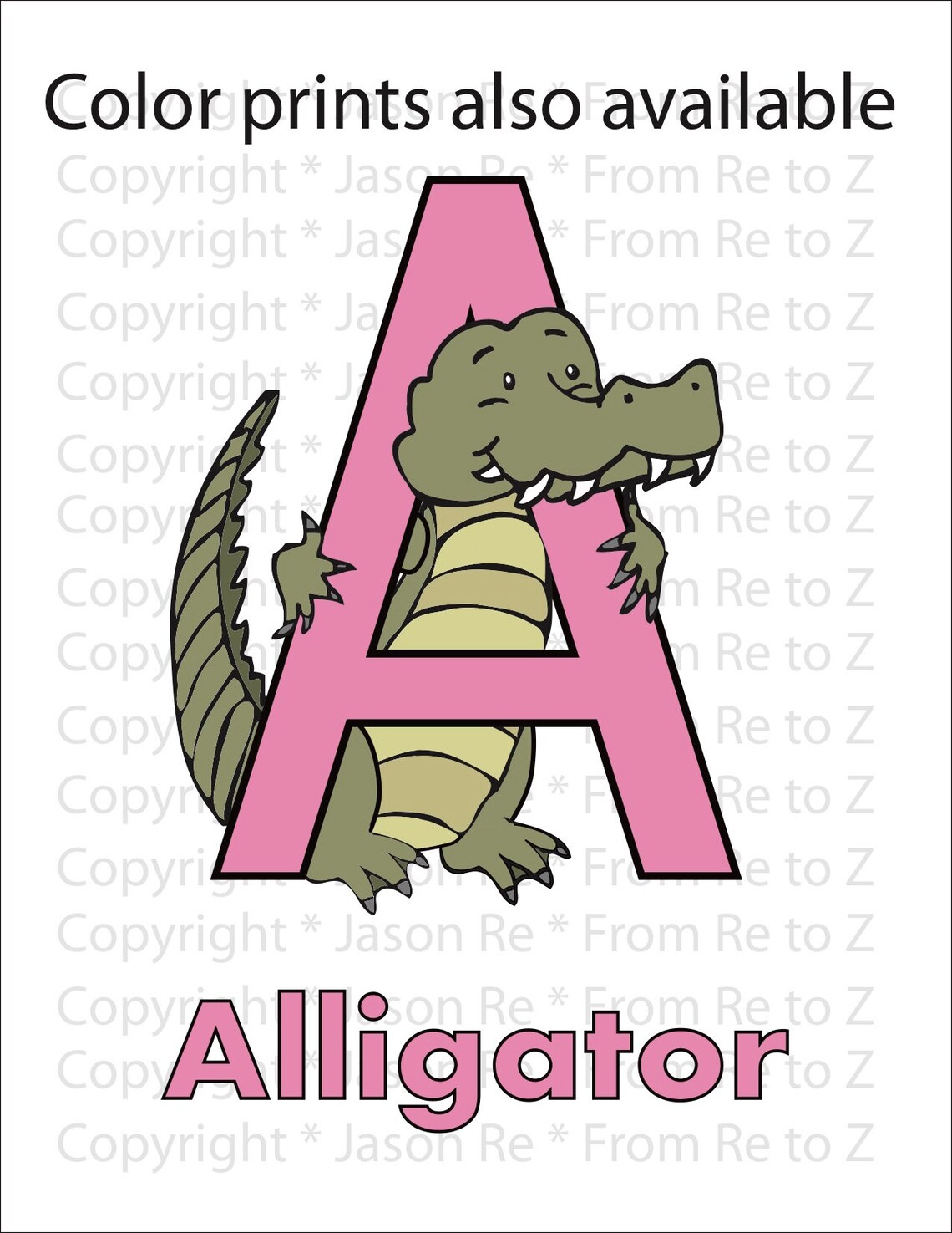 A is for Alligator | Abcs Coloring Page | Alphabet | Printable Digital ...