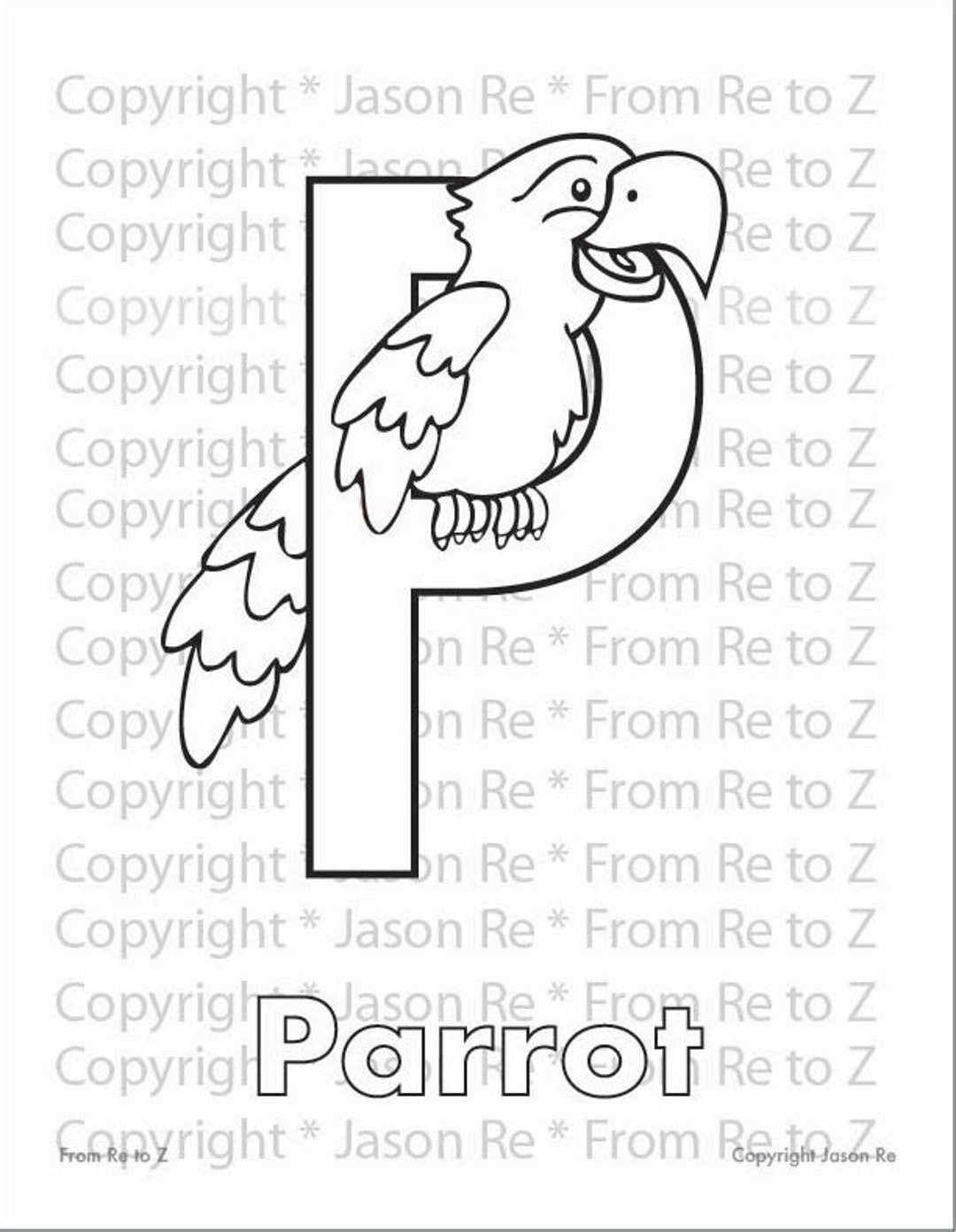 P is for Parrot | Abcs Coloring Page | Alphabet | Printable Digital ...