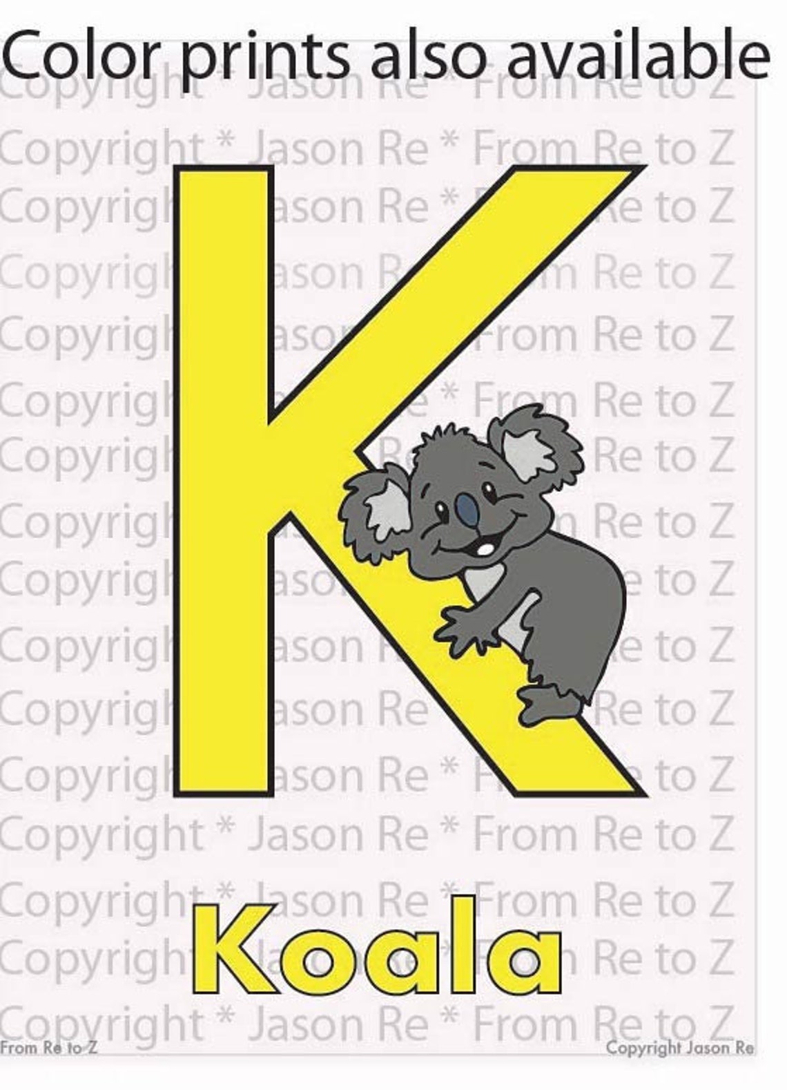 K is for Koala | Abcs Coloring Page | Alphabet | Printable Digital ...