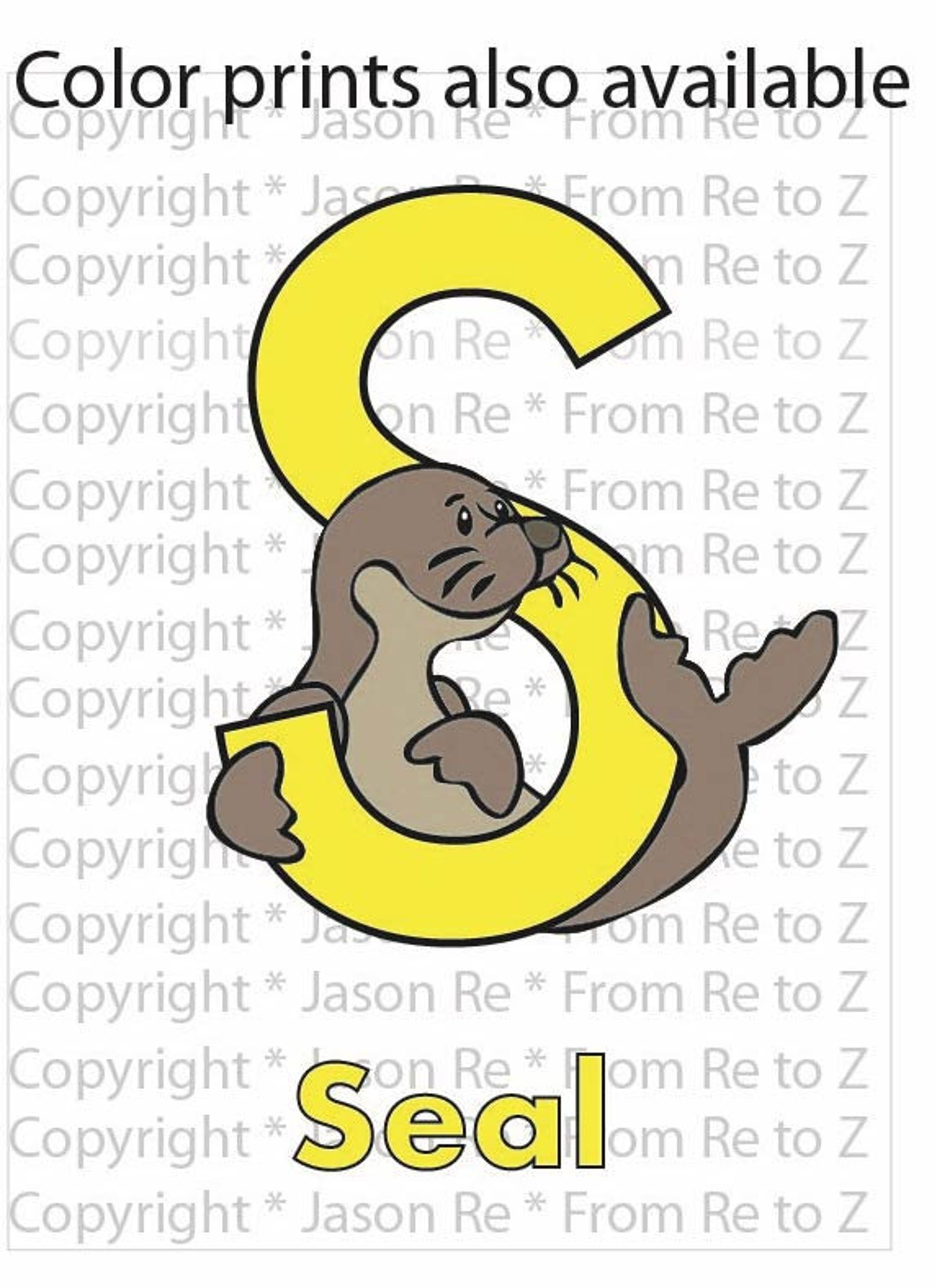 S is for Seal | Abcs Coloring Page | Alphabet | Printable Digital ...