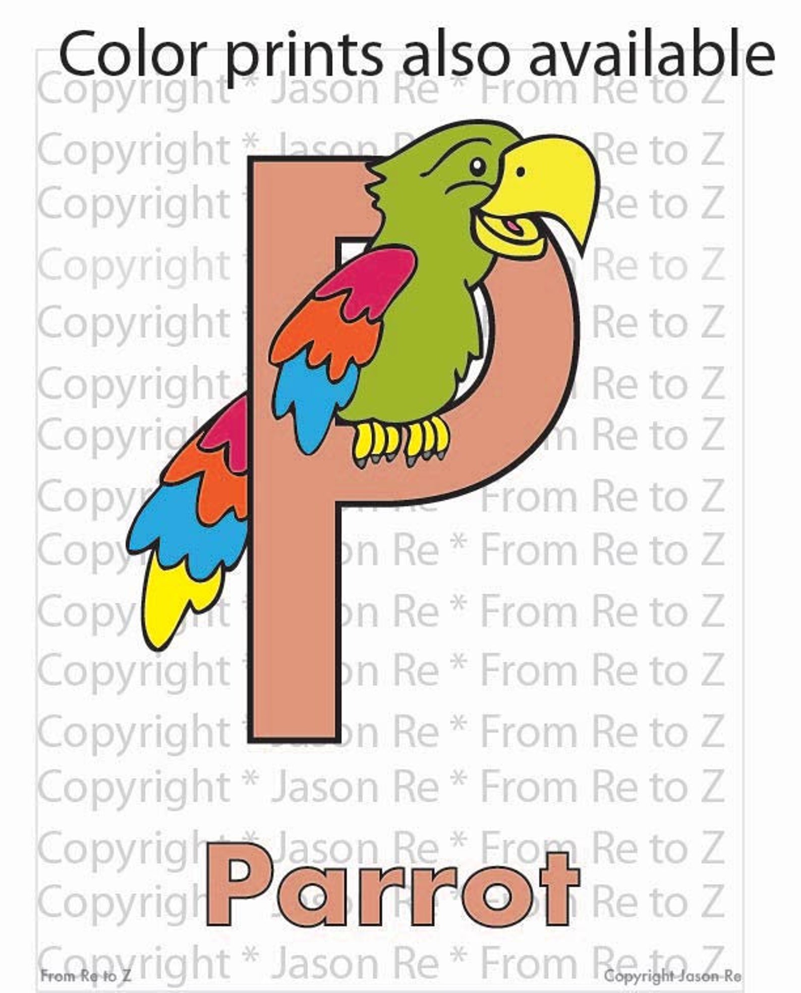P is for Parrot | Abcs Coloring Page | Alphabet | Printable Digital ...
