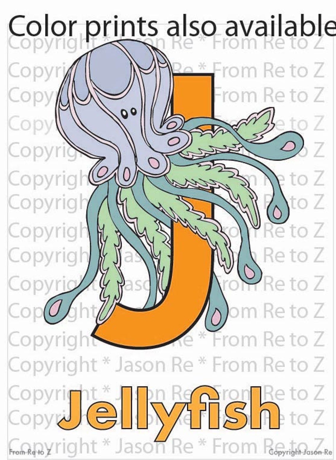 J is for Jellyfish | Abcs Coloring Page | Alphabet | Printable Digital ...