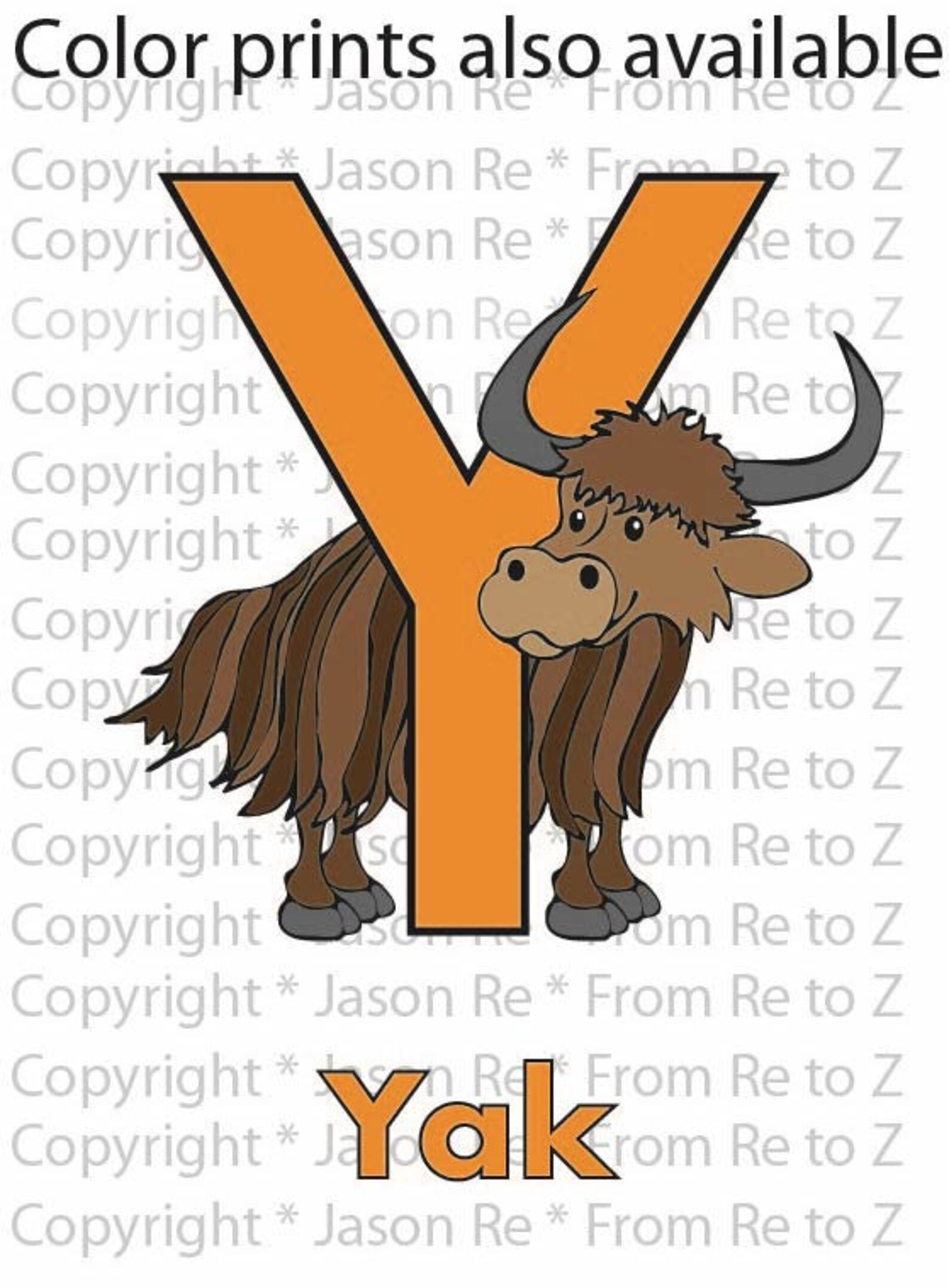 Y is for Yak | Abcs Coloring Page | Alphabet | Printable Digital ...