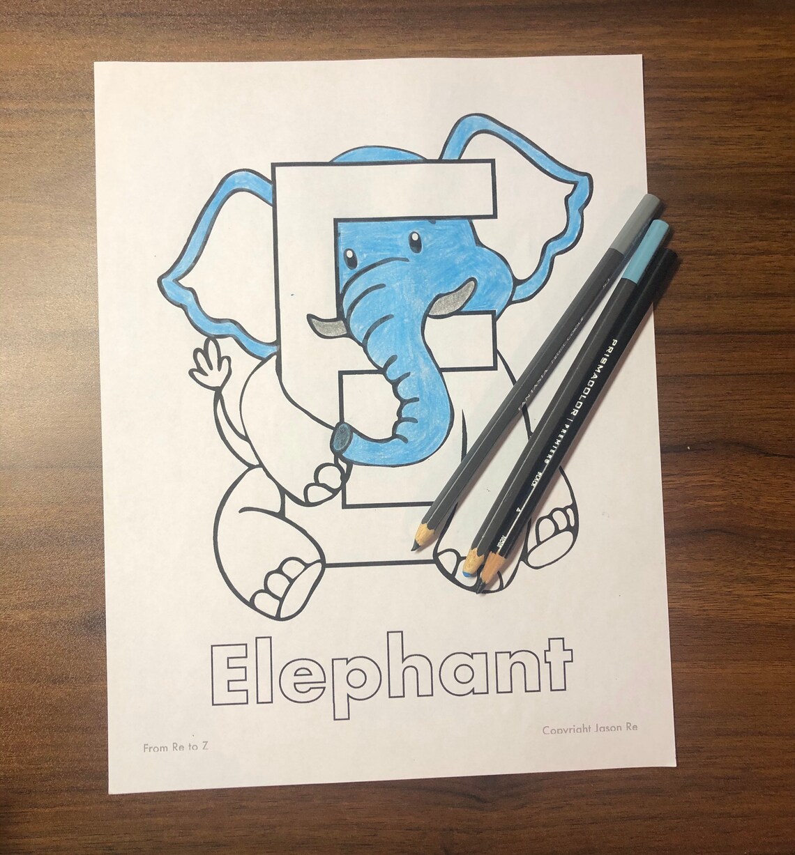 E is for Elephant | Abcs Coloring Page | Alphabet | Printable Digital ...