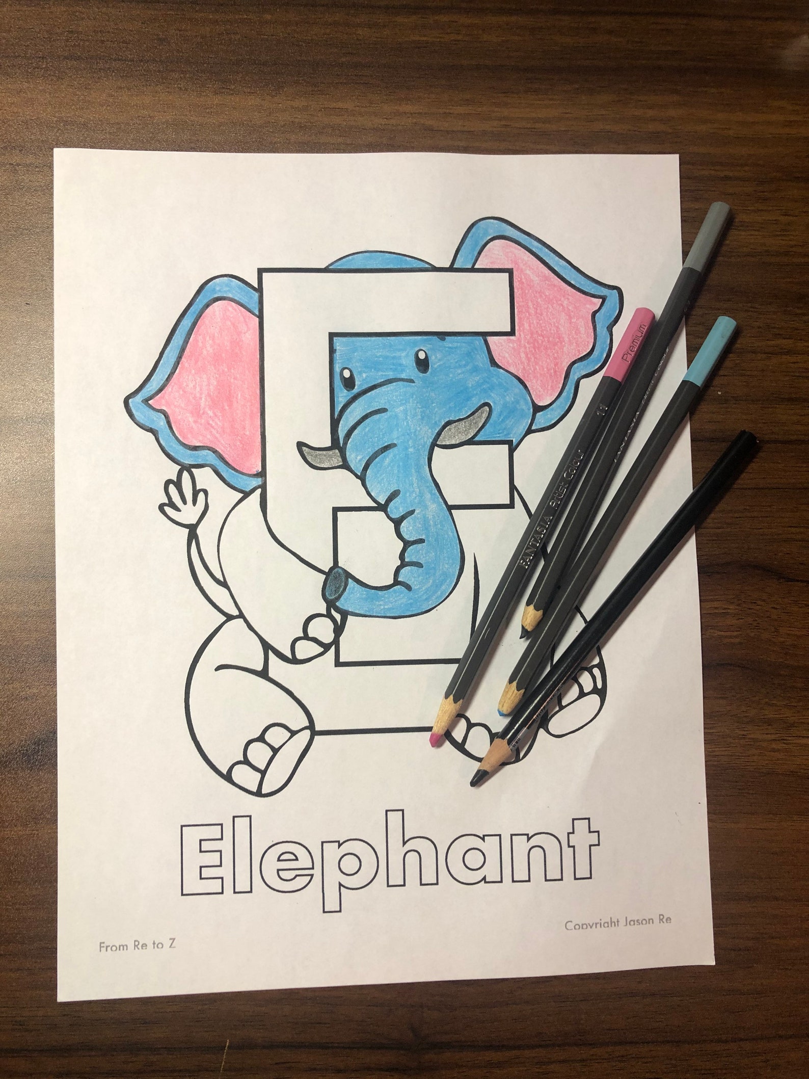 E is for Elephant | Abcs Coloring Page | Alphabet | Printable Digital ...