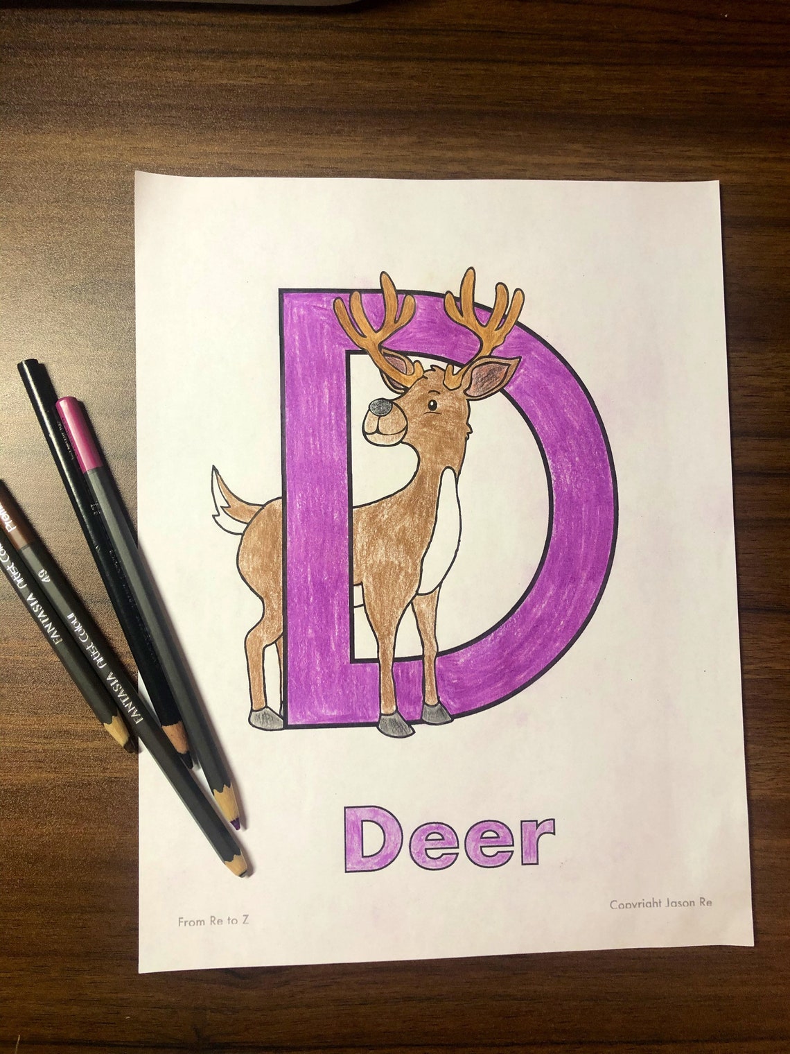D is for Deer | Abcs Coloring Page | Alphabet | Printable Digital ...