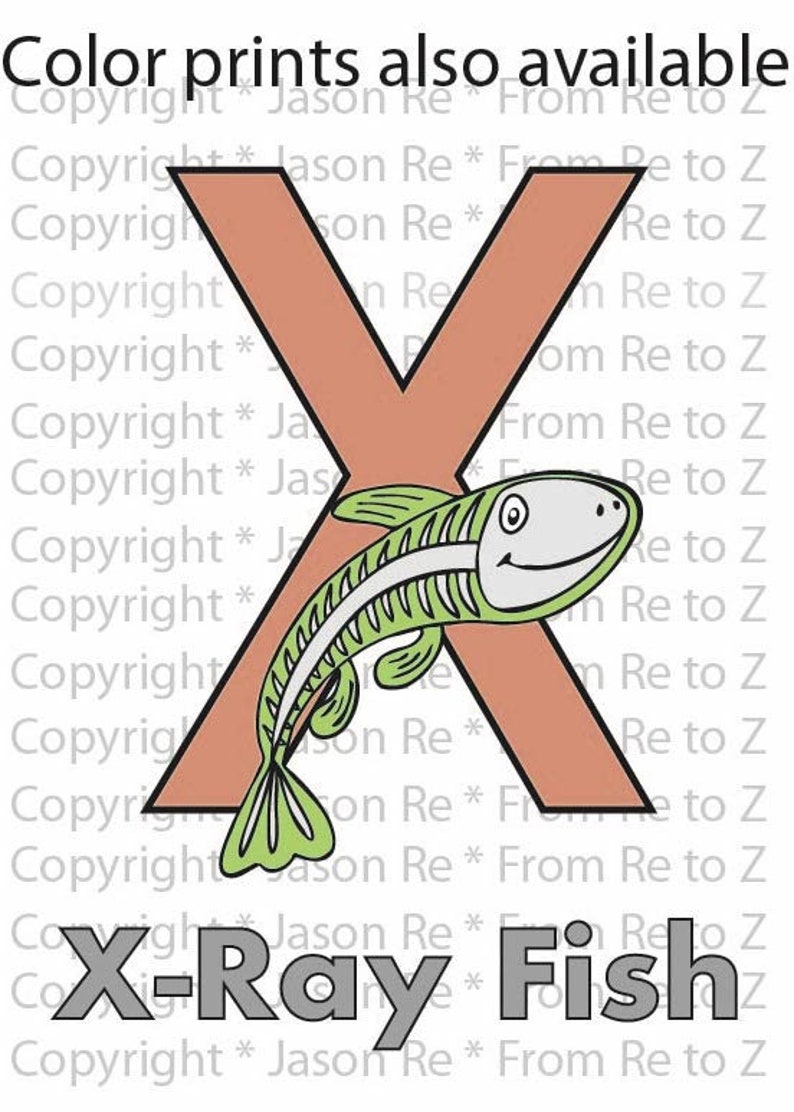 X is for X-ray Fish | Abcs Coloring Page | Alphabet | Printable Digital ...