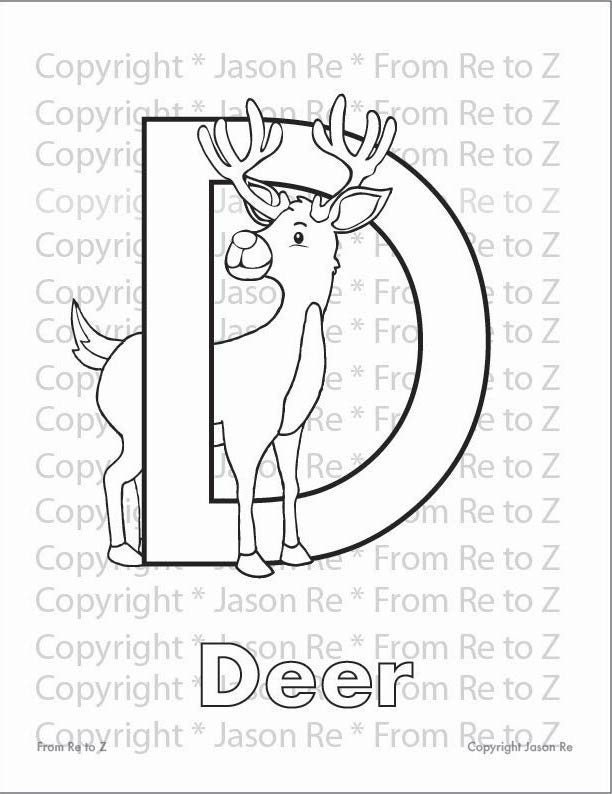D is for Deer | Abcs Coloring Page | Alphabet | Printable Digital ...