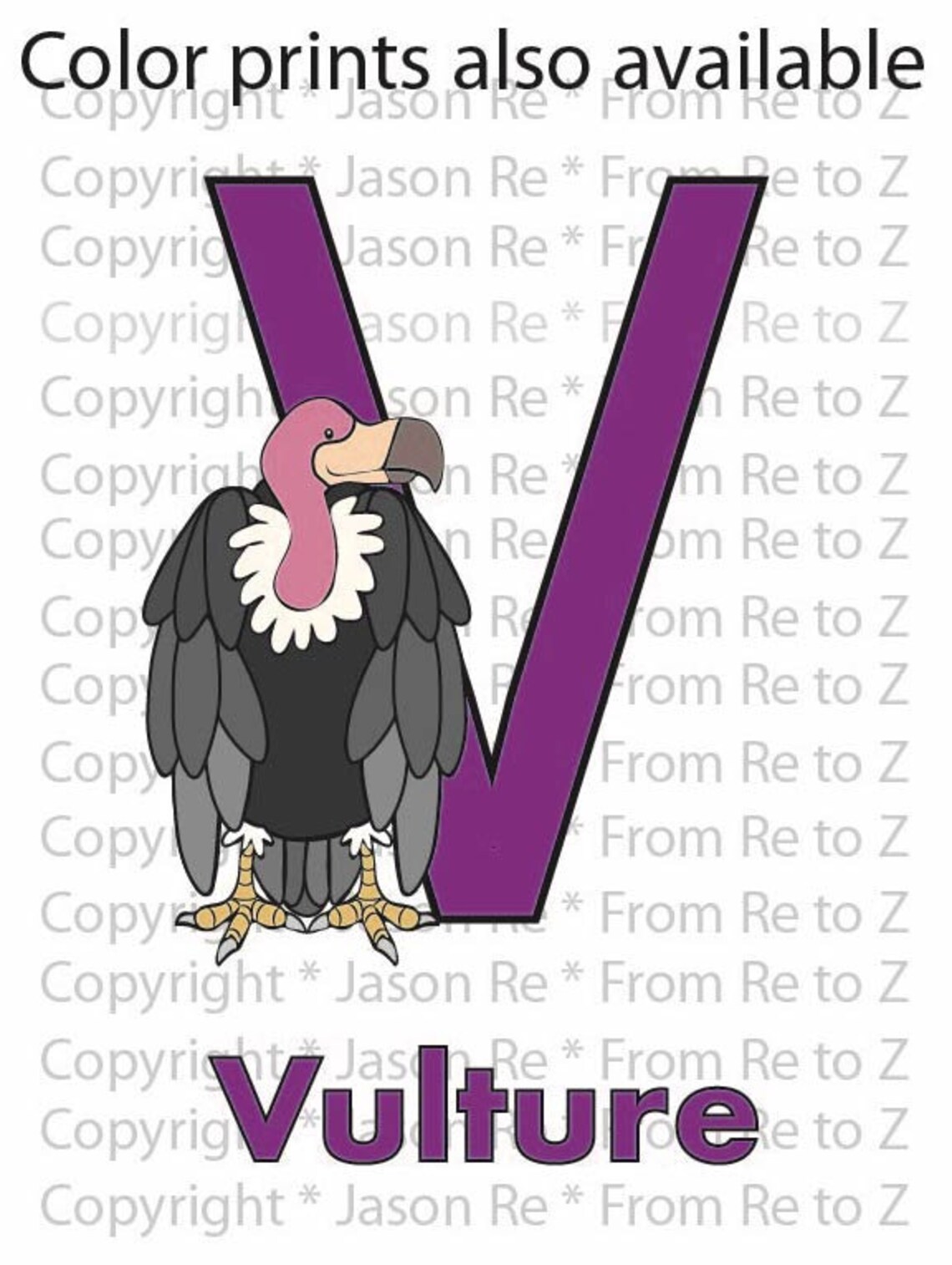 V is for Vulture | Abcs Coloring Page | Alphabet | Printable Digital ...