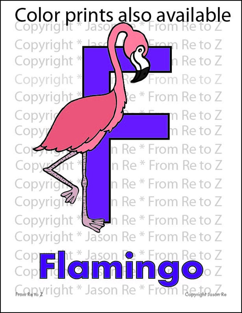 F is for Flamingo | Abcs Coloring Page | Alphabet | Printable Digital ...