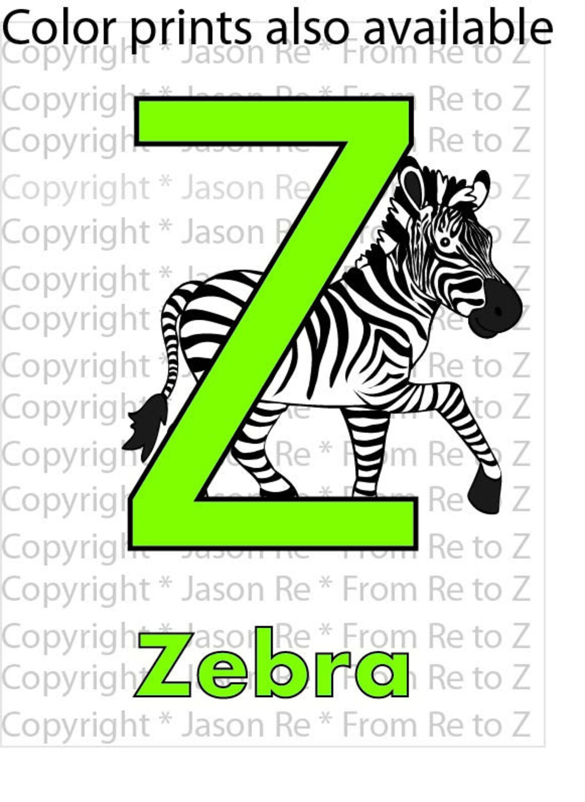 Z is for Zebra | Abcs Coloring Page | Alphabet | Printable Digital ...