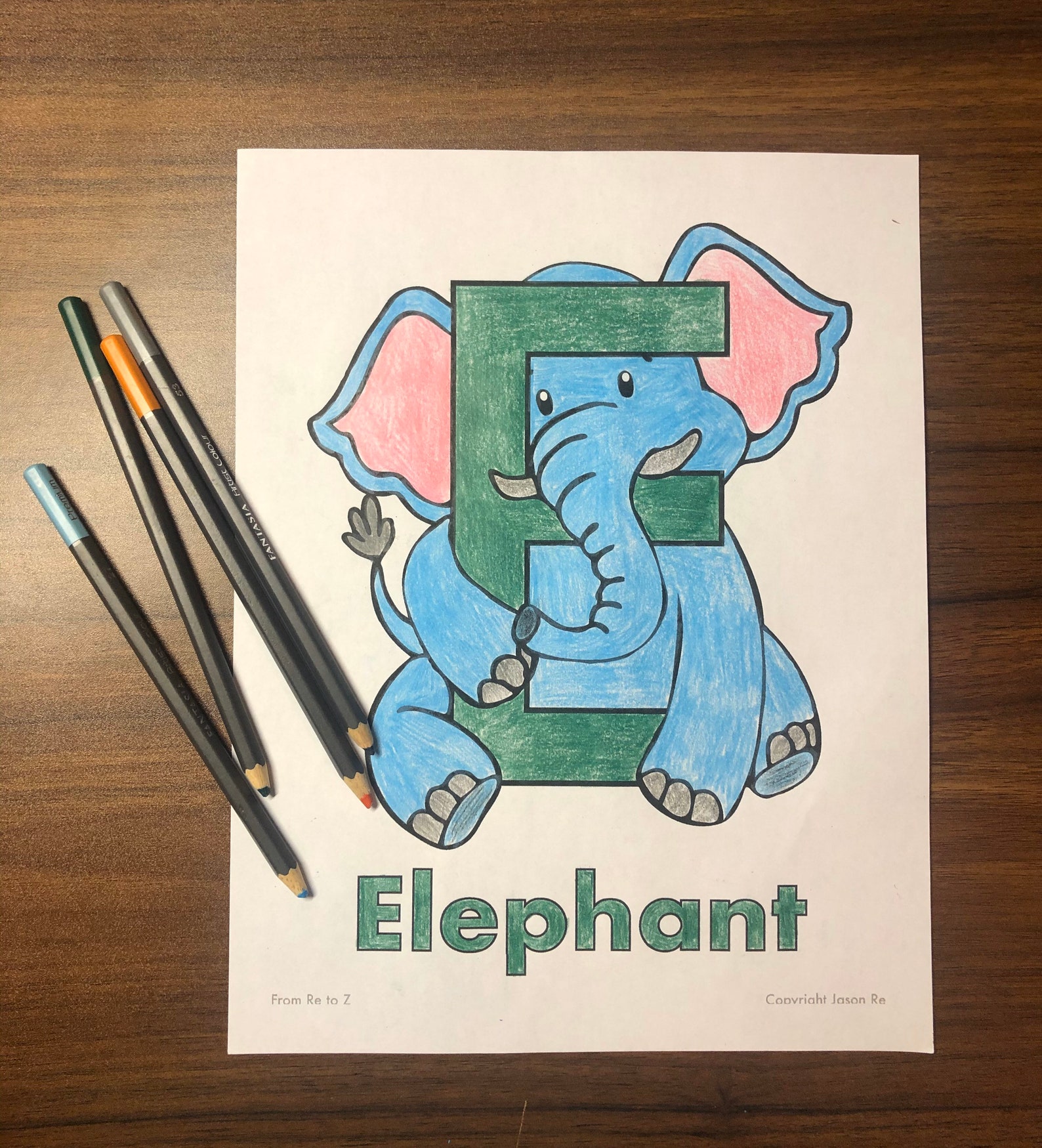 E is for Elephant | Abcs Coloring Page | Alphabet | Printable Digital ...