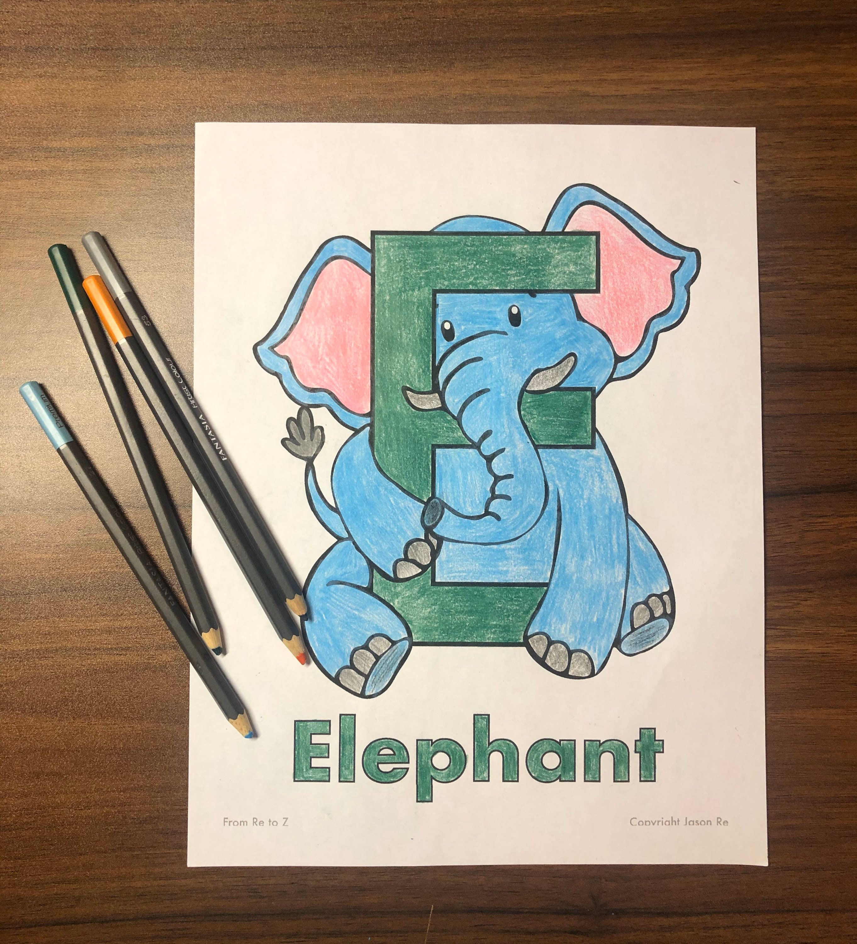 E is for Elephant | Abcs Coloring Page | Alphabet | Printable Digital ...
