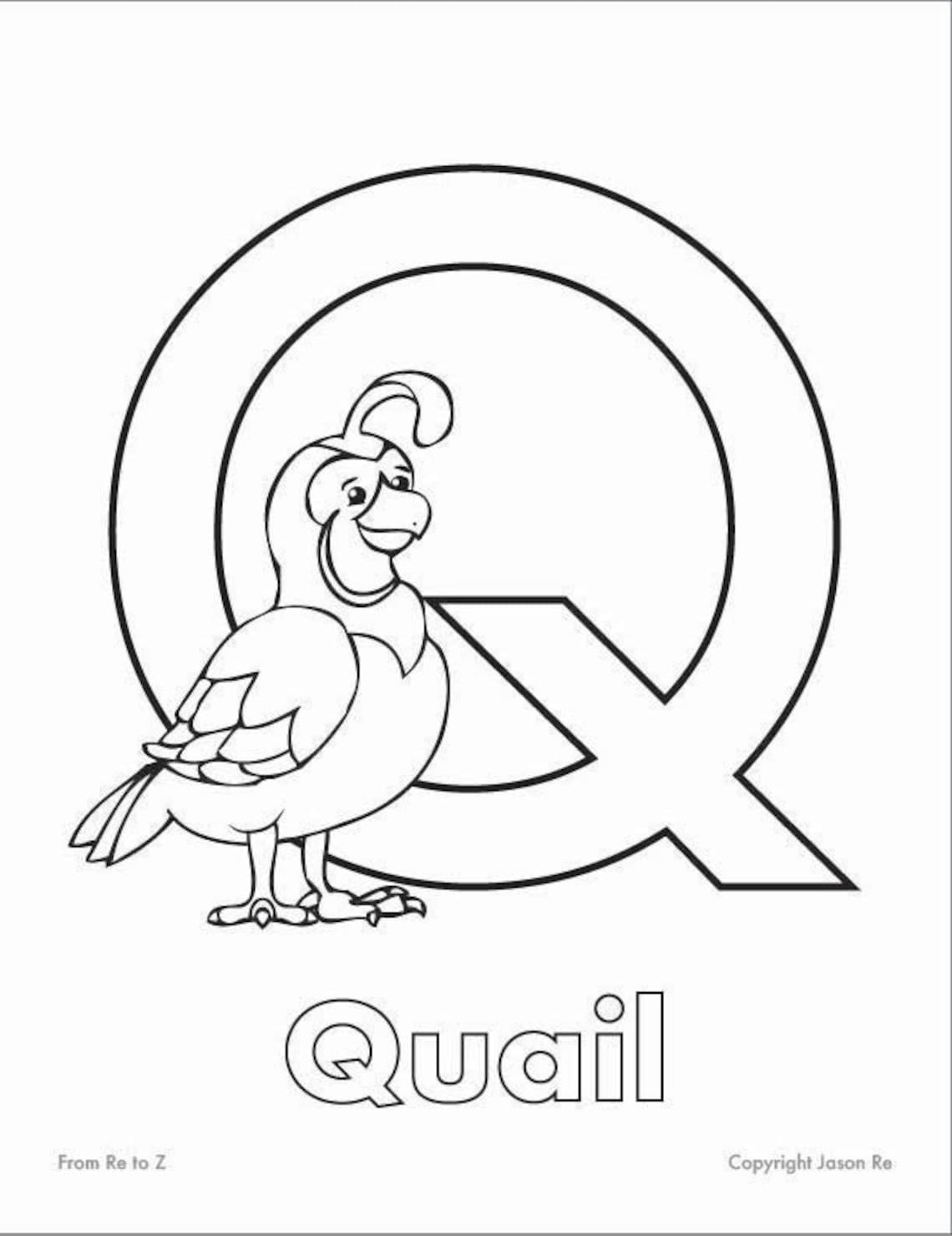 Q is for Quail | Abcs Coloring Page | Alphabet | Printable Digital ...