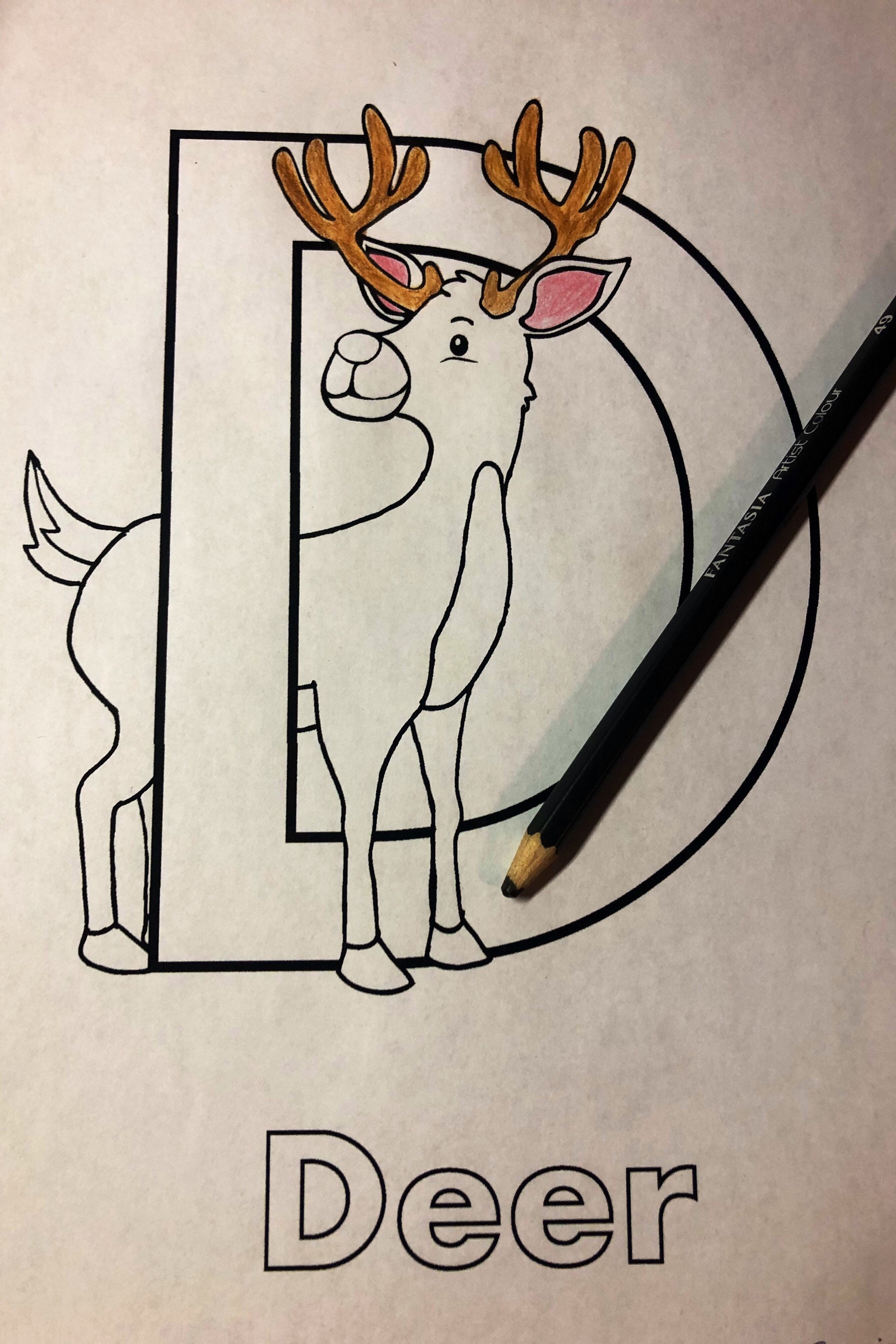 D is for Deer | Abcs Coloring Page | Alphabet | Printable Digital ...