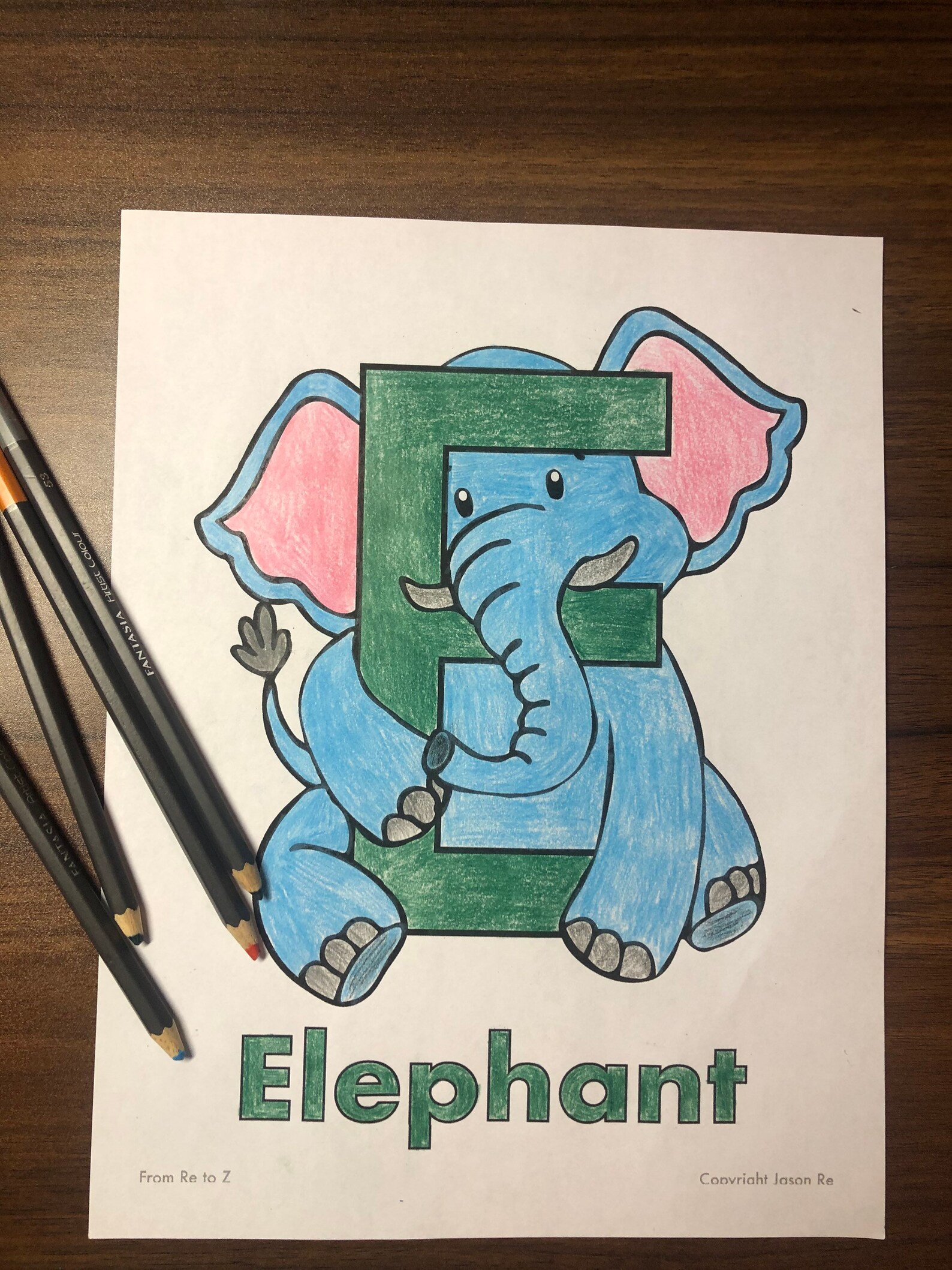 E is for Elephant | Abcs Coloring Page | Alphabet | Printable Digital ...