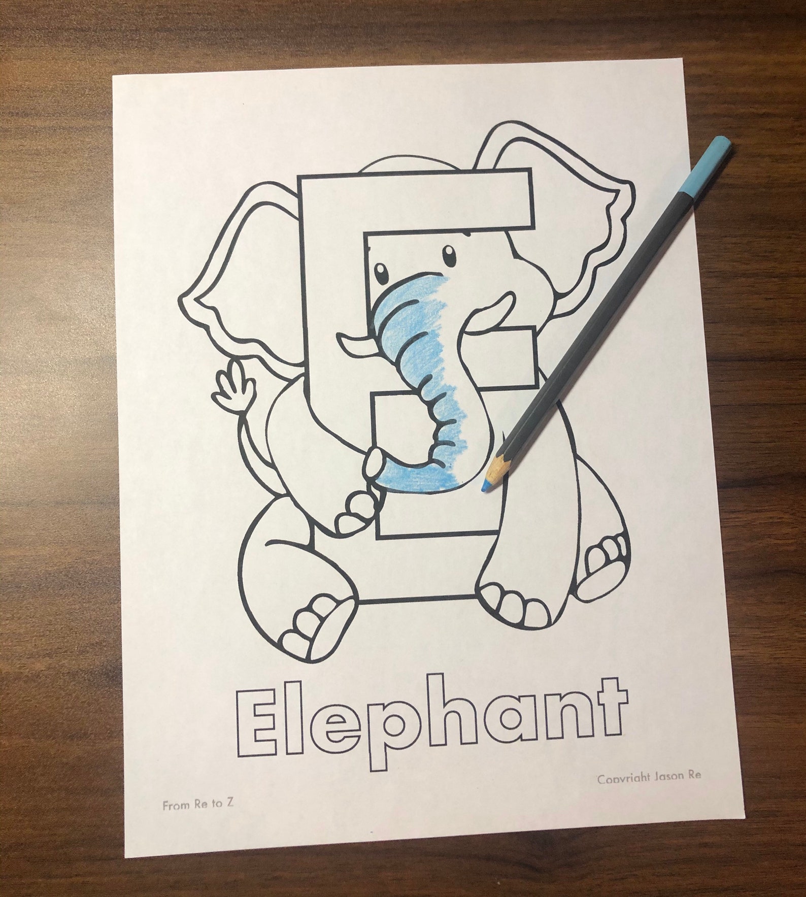 E is for Elephant | Abcs Coloring Page | Alphabet | Printable Digital ...