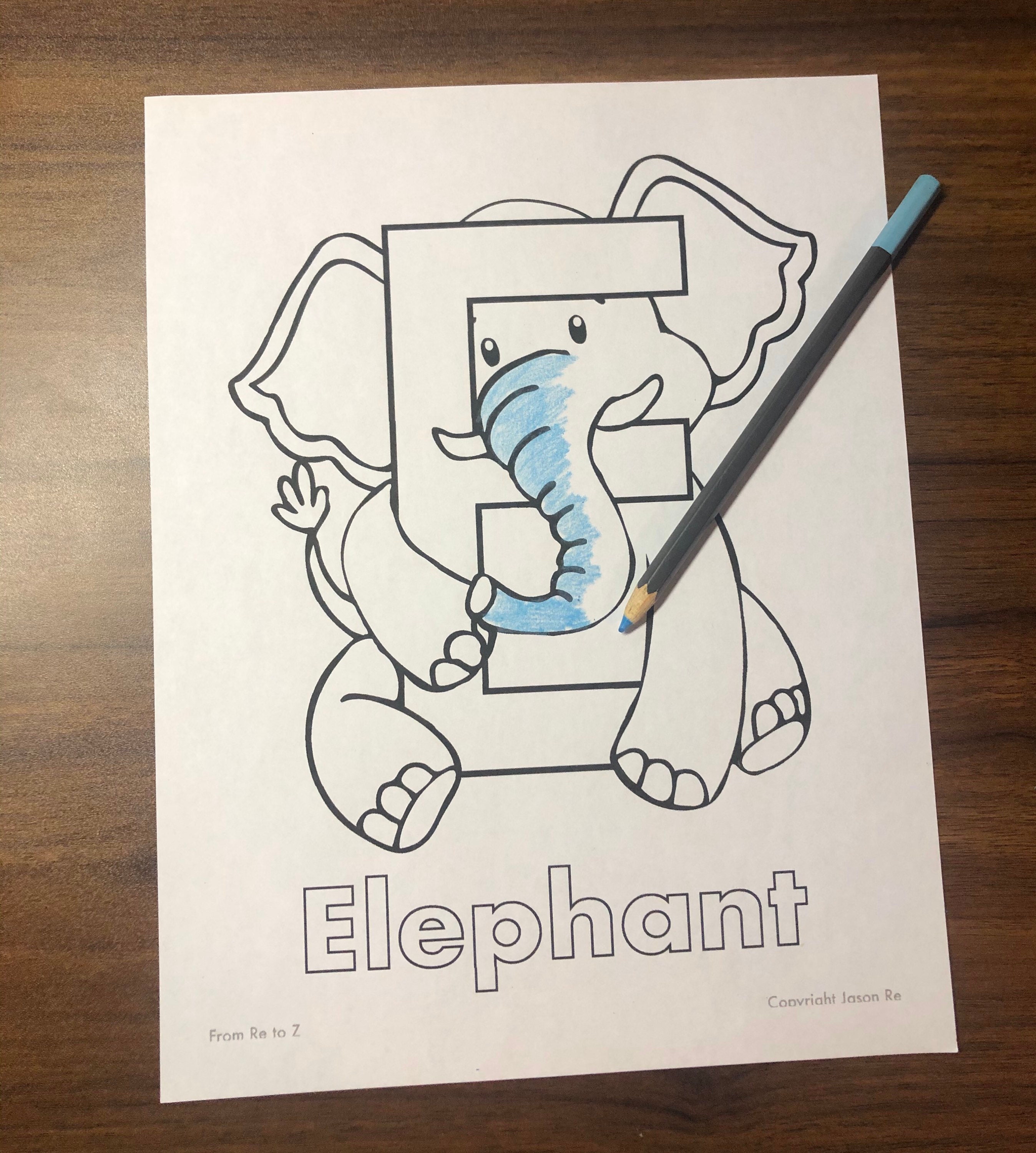 E is for Elephant | Abcs Coloring Page | Alphabet | Printable Digital ...