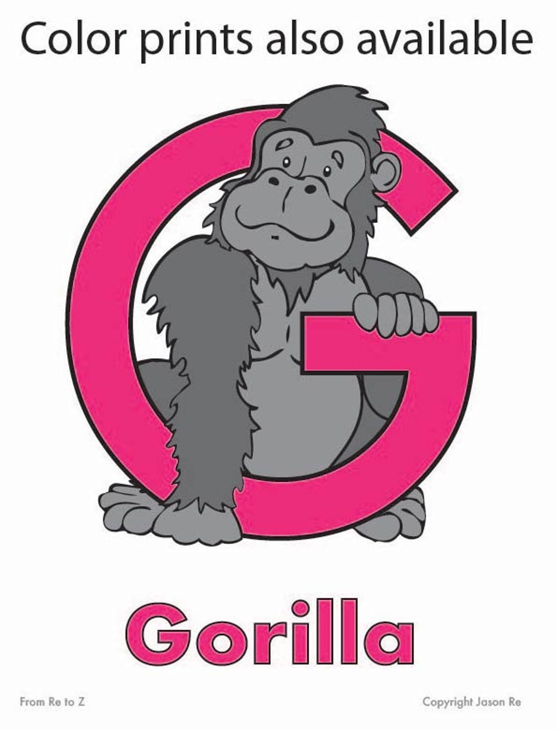 G is for Gorilla | Abcs Coloring Page | Alphabet | Printable Digital ...
