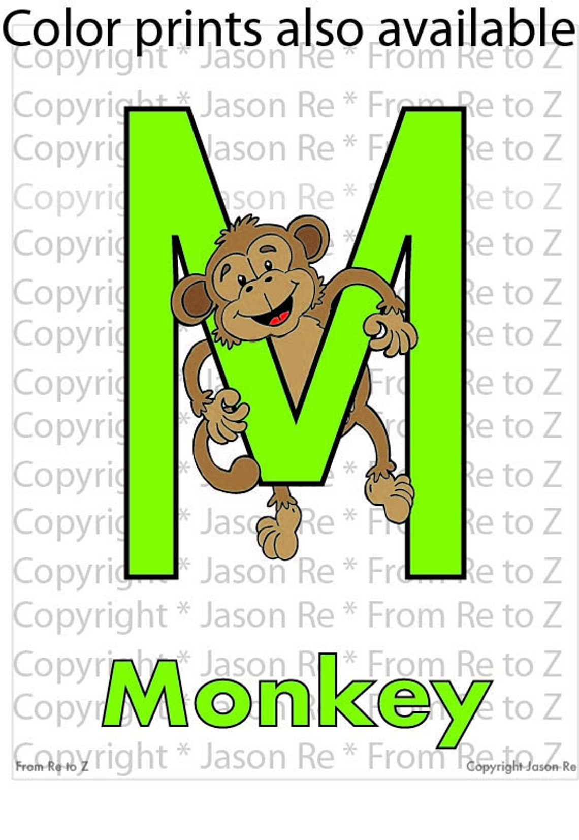 M is for Monkey | Abcs Coloring Page | Alphabet | Printable Digital ...