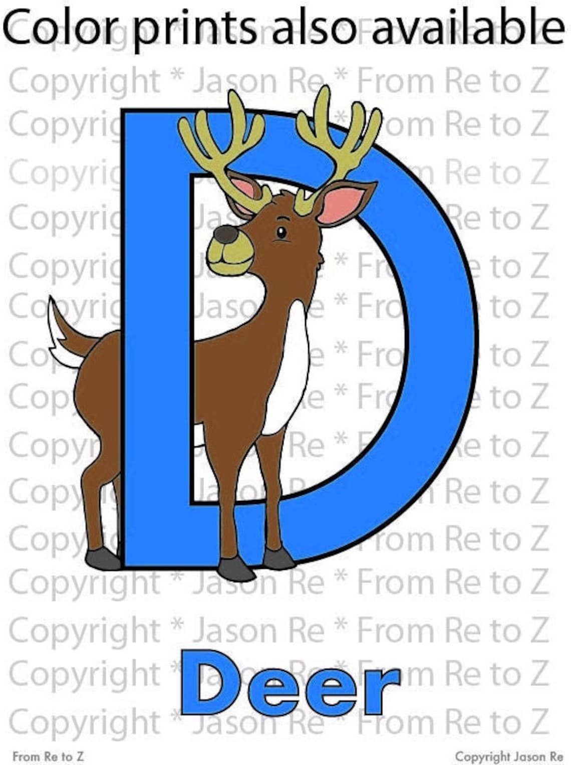 D is for Deer | Abcs Coloring Page | Alphabet | Printable Digital ...