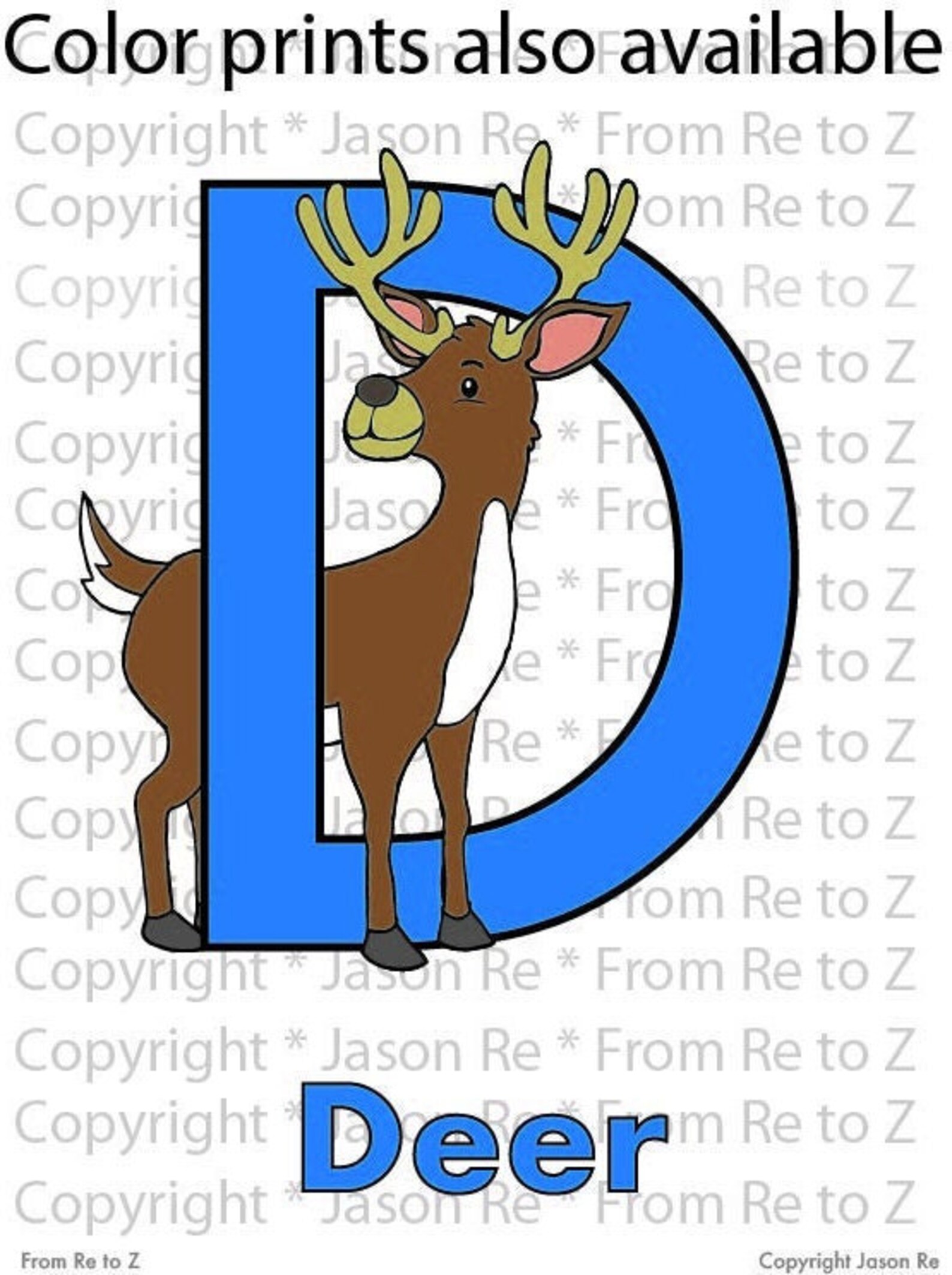 D is for Deer | Abcs Coloring Page | Alphabet | Printable Digital ...