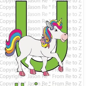 U is for Unicorn | Abcs Coloring Page | Alphabet | Printable Digital ...