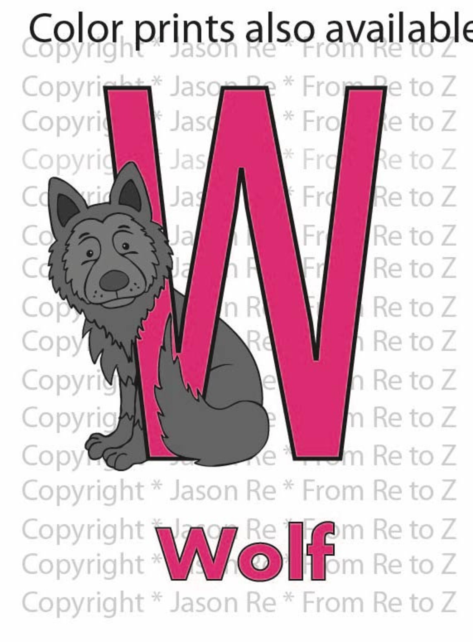 W is for Wolf | Abcs Coloring Page | Alphabet | Printable Digital ...