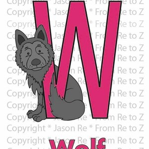 W is for Wolf | Abcs Coloring Page | Alphabet | Printable Digital ...