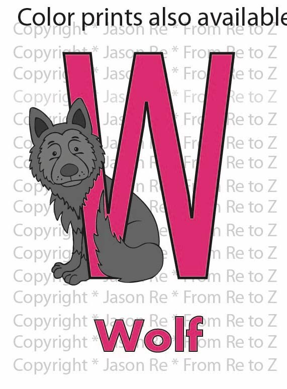 W is for Wolf | Abcs Coloring Page | Alphabet | Printable Digital ...