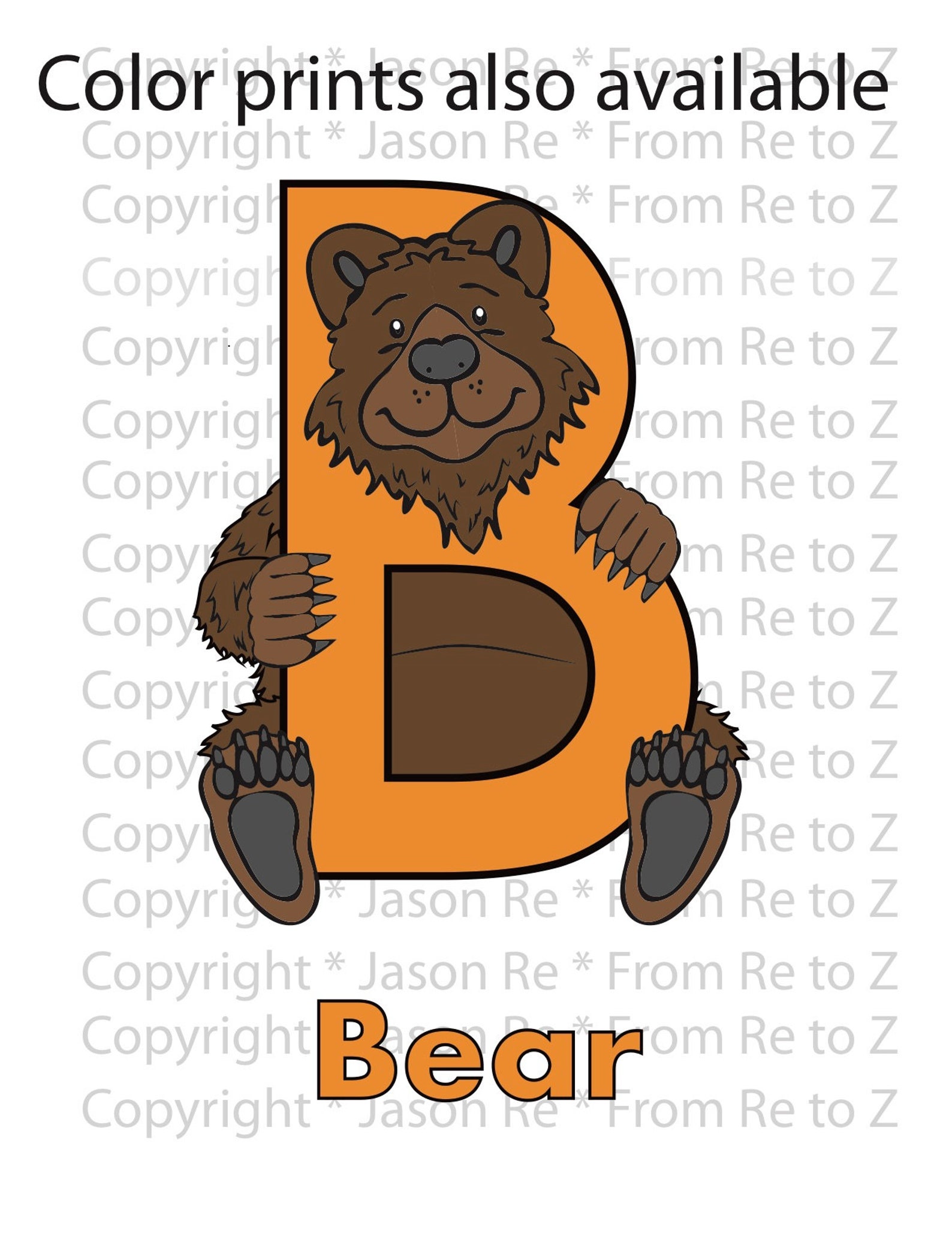 B is for Bear | Abcs Coloring Page | Alphabet | Printable Digital ...