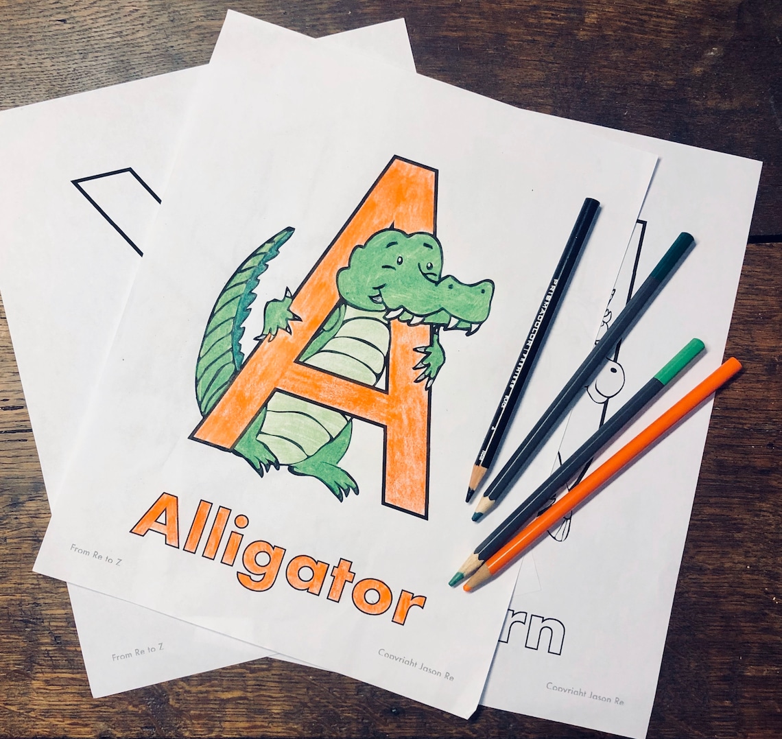 A is for Alligator | Abcs Coloring Page | Alphabet | Printable Digital ...