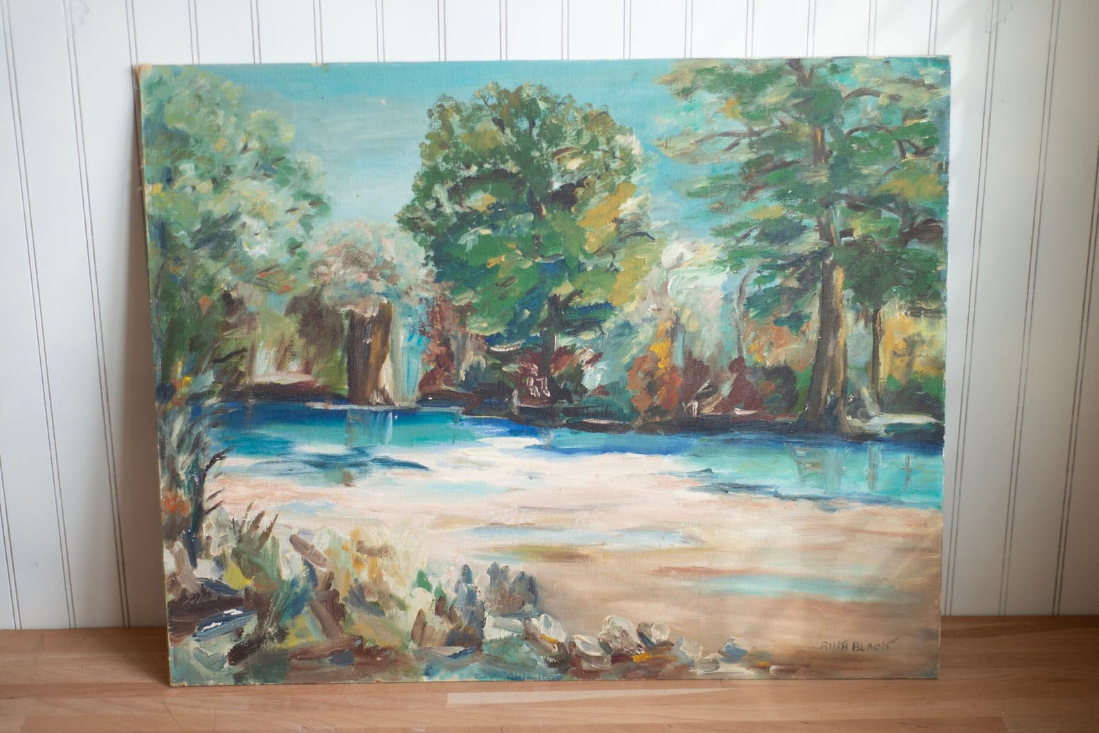 16x20 Landscape Painting With River and Trees Canvas Board - Etsy