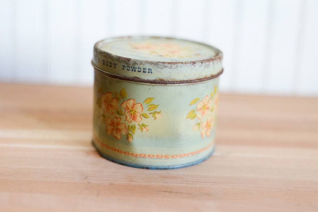 Vintage Baby Blue and Floral Spicy Apple Blossom Body Powder Tin - Etsy