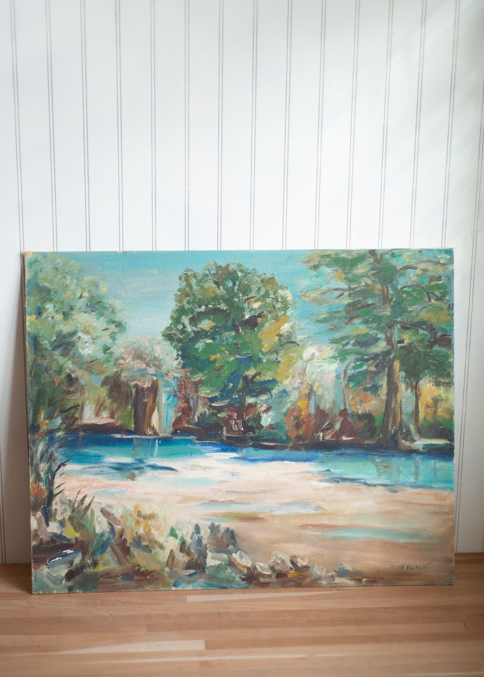 16x20 Landscape Painting With River and Trees Canvas Board - Etsy