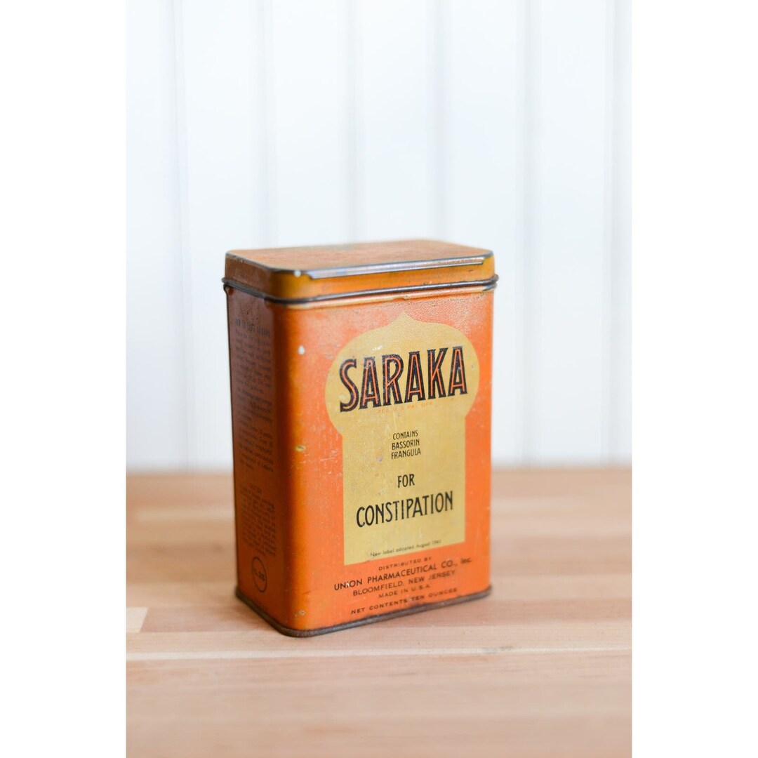 Vintage Saraka Laxative Orange Tin Apothecary Vintage Merchandising - Etsy