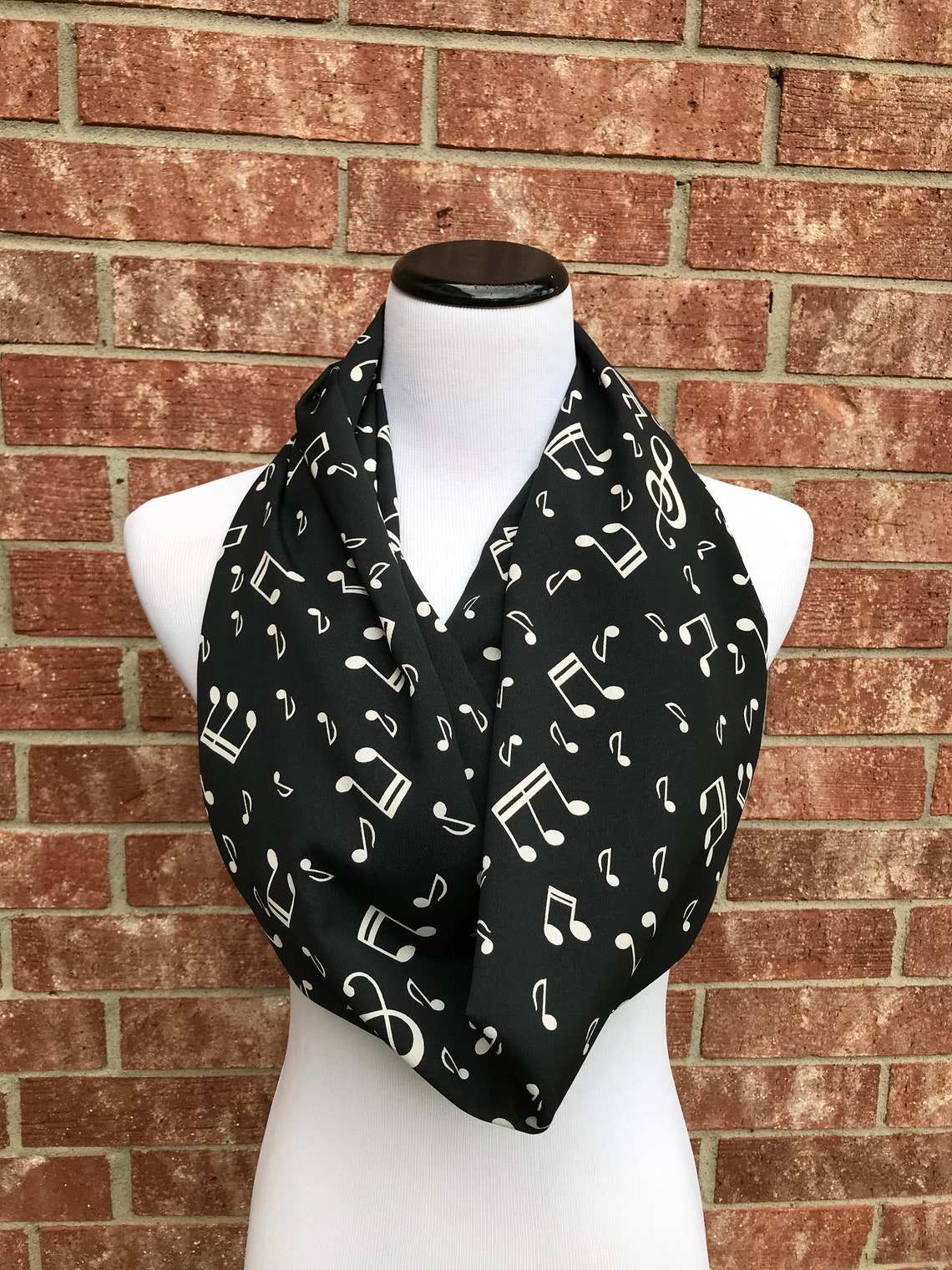 Black Scarf Music Note Symbol Scarf Infinity Scarf Circle - Etsy
