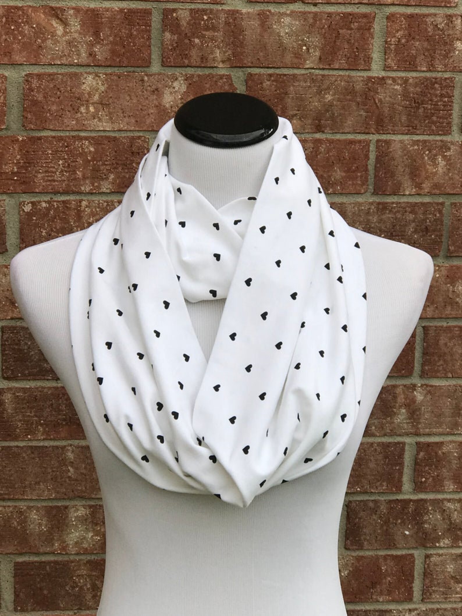 Valentine's Day Scarf Black Hearts Scarf Infinity Scarf | Etsy