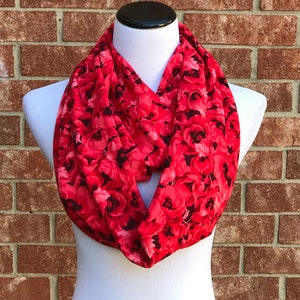 Poppy Scarf Red Poppy Scarf Infinity Scarf Scarf Floral Scarf Mother's ...