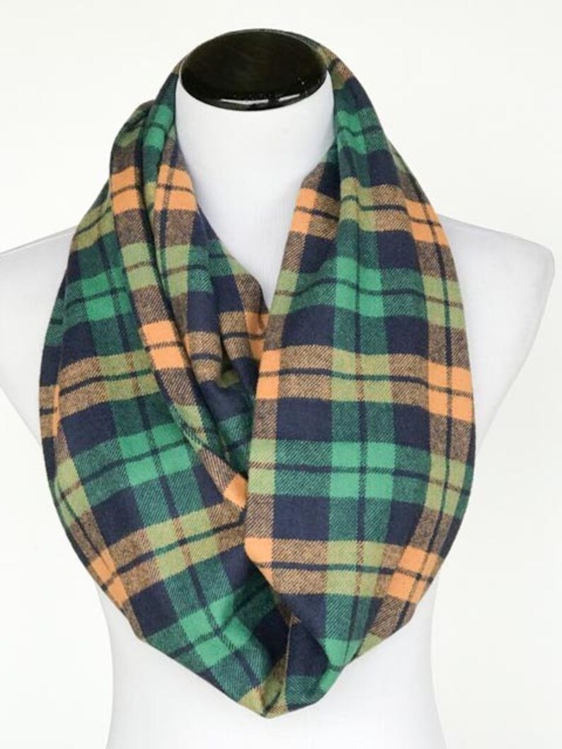 Autumn Scarf Plaid Scarf Rustic Brown Mustard Blue Green Scarf | Etsy